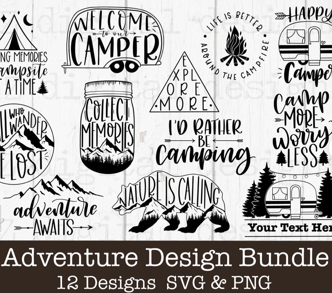 Adventure Bundle Designs Camper Camp Fireexplore Mountains - Etsy