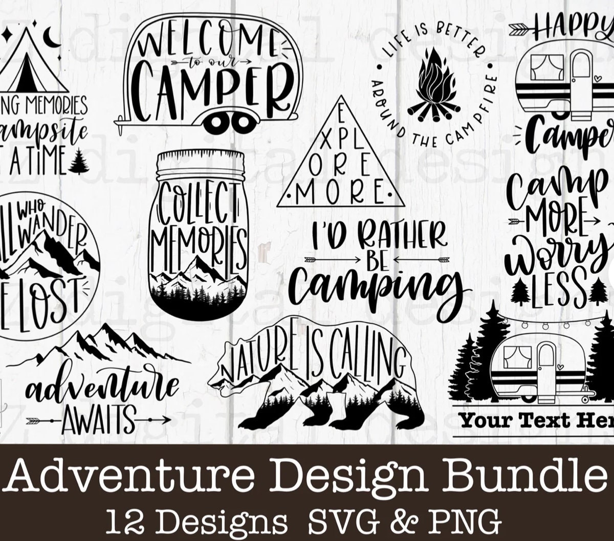 Adventure Bundle Designs Camper, Camp Fire,explore, Mountains, Camping ...