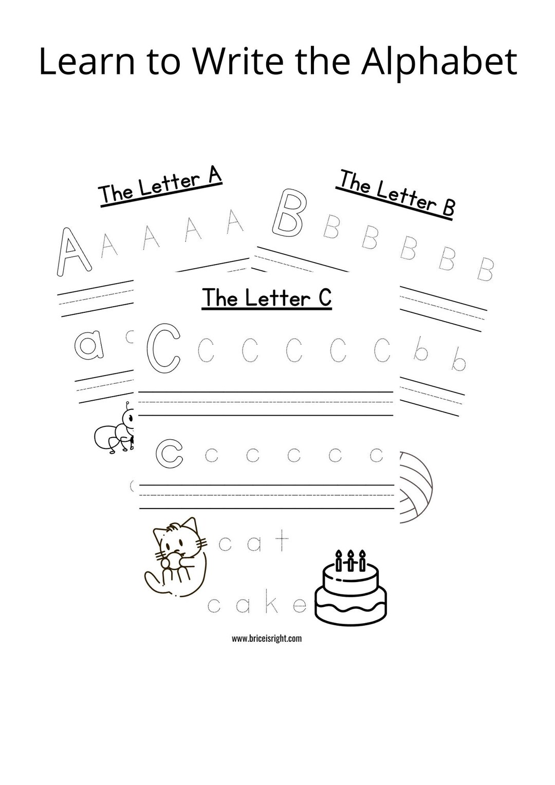 26 Alphabet Tracing Printable Worksheets - Etsy