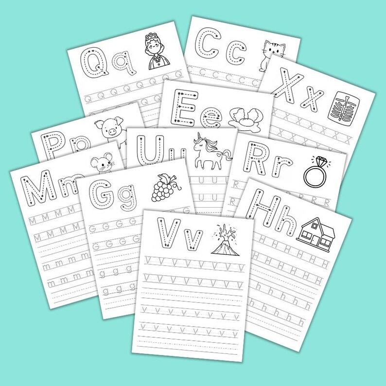 Alphabet Tracing Handwriting Practice Worksheets - Etsy