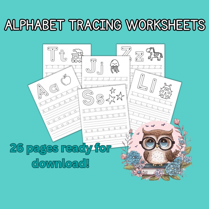 Alphabet Tracing Handwriting Practice Worksheets - Etsy