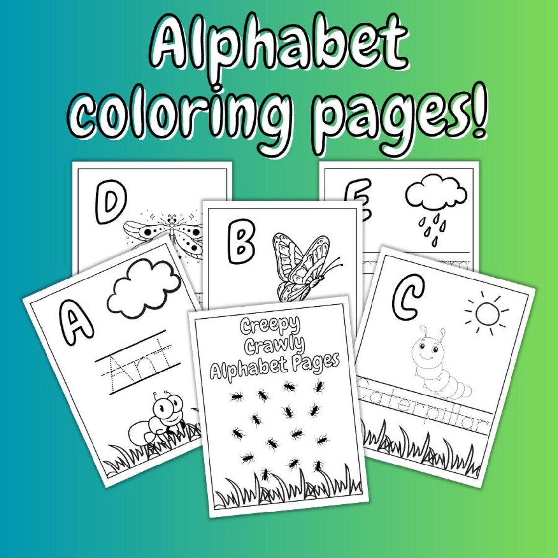 Creepy Crawly Alphabet Coloring Pages - Etsy