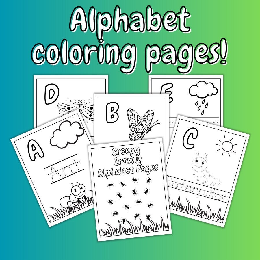 Creepy Crawly Alphabet Coloring Pages - Etsy