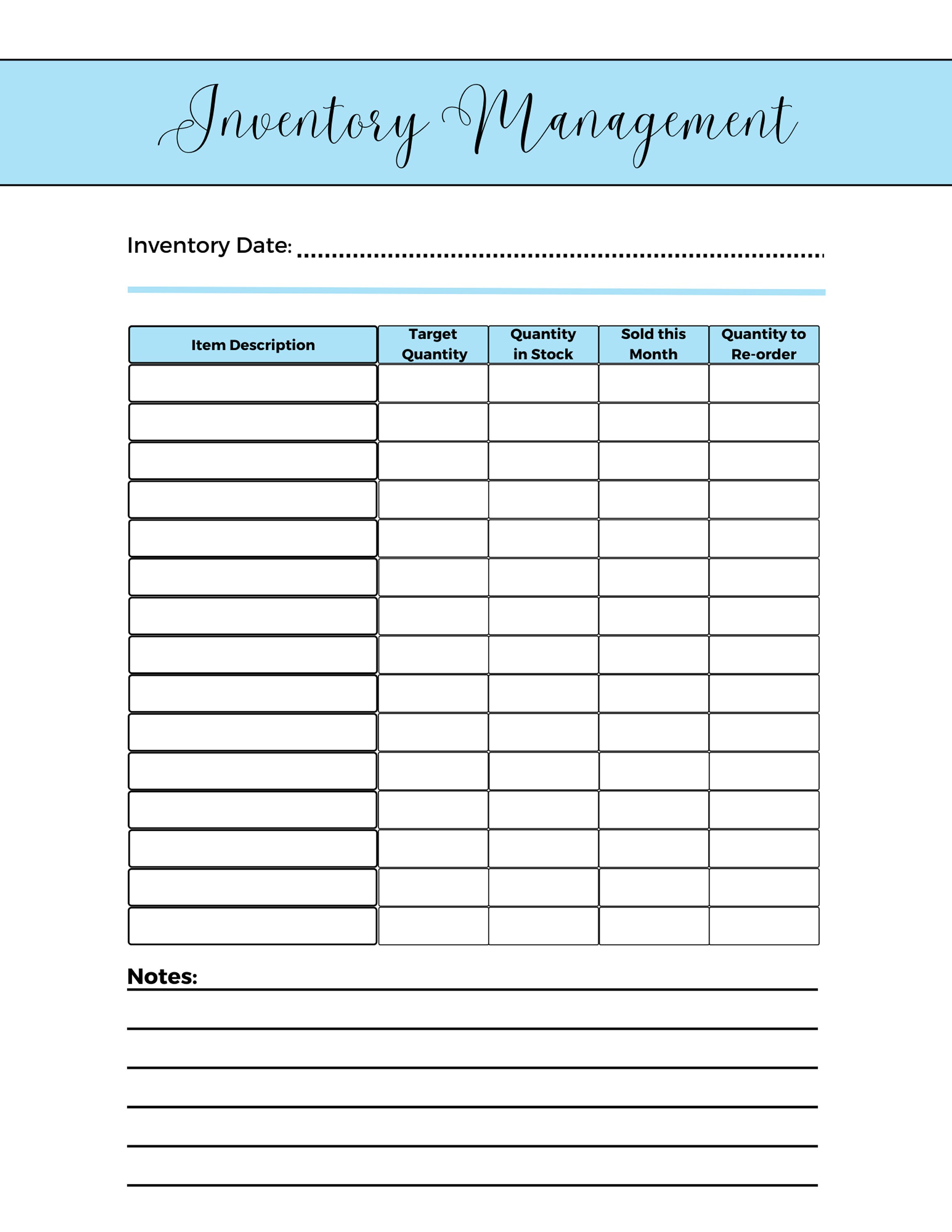 Inventory Management Inventory Template Editable Inventory | Etsy