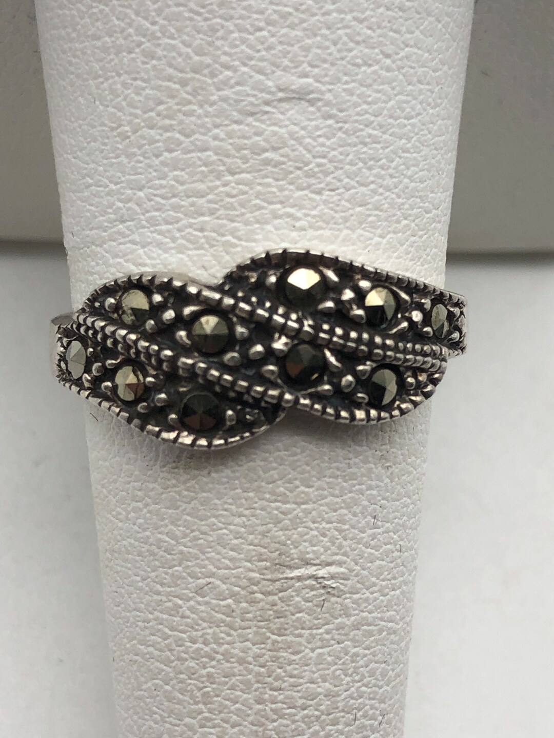 Vintage Sterling Silver Marcasite Ring - Etsy