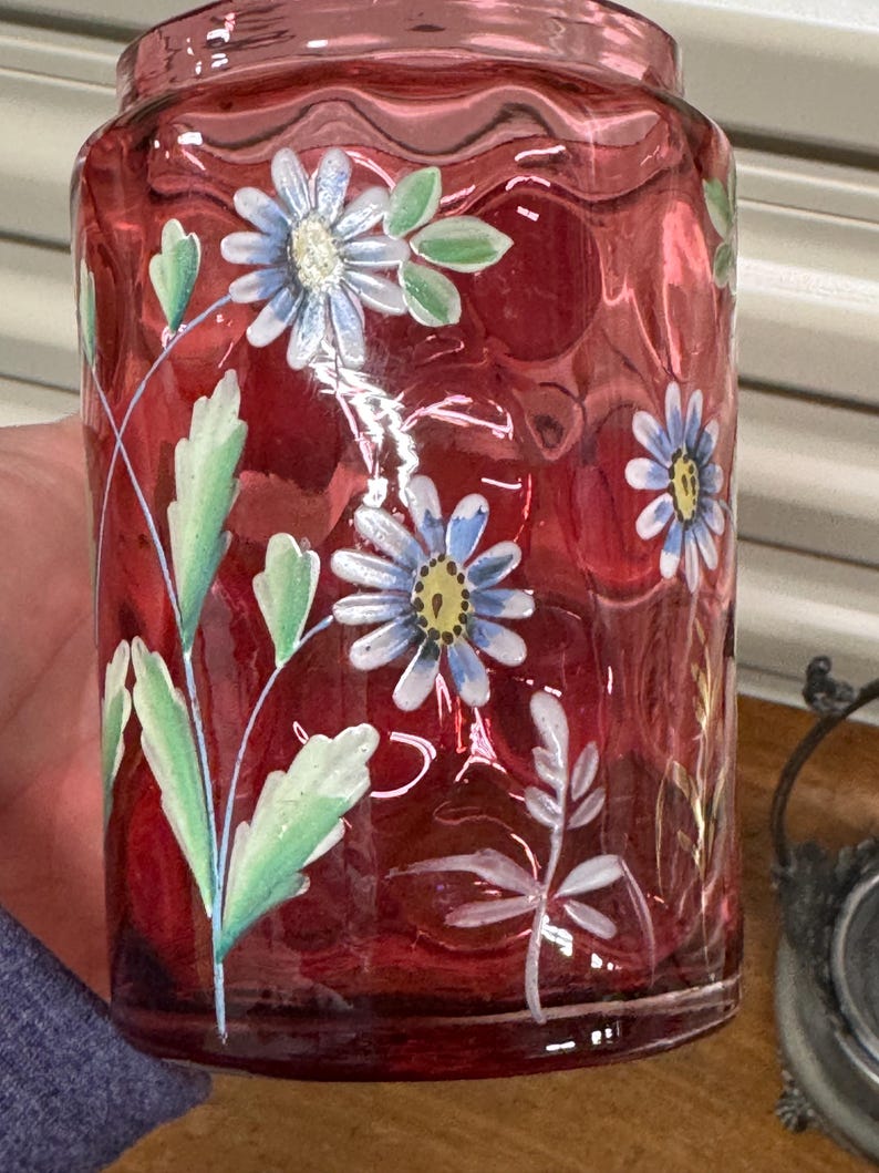 Antique Victorian Cranberry Enamel Pickle Castor - Etsy