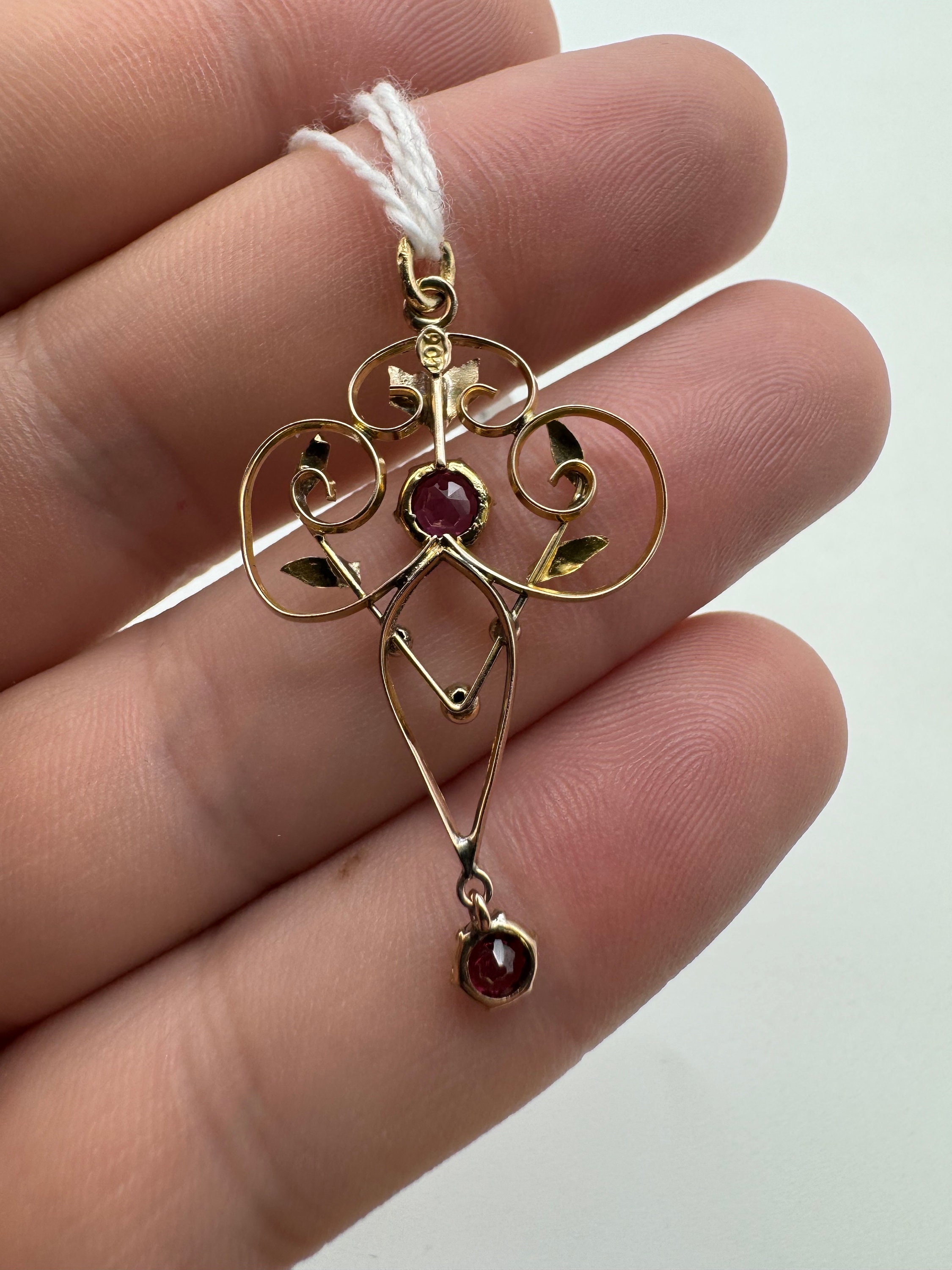 Antique 10k Gold Art Nouveau Lavalier Tourmaline Pendant - Etsy