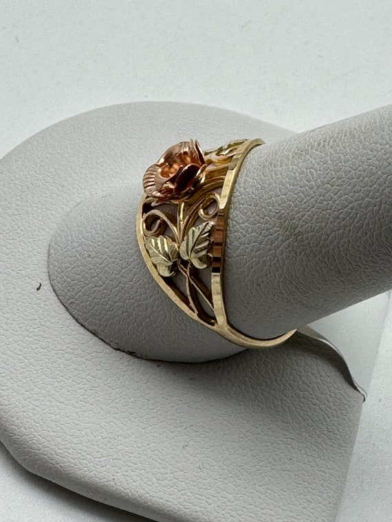 14k Yellow and Rose Gold Rose Floral Ring - Gem