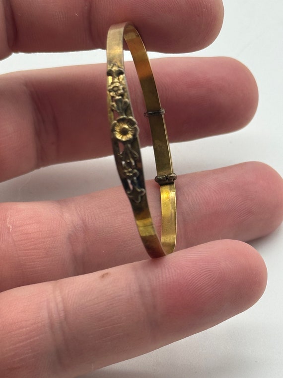 Antique Victorian Baby Gold Filled Bangle Bracelet - Gem