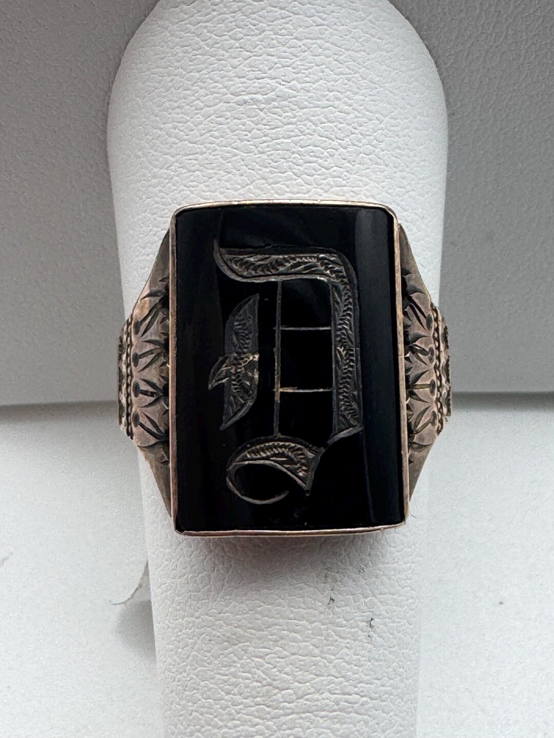 Antique Victorian Mourning Old English Letter D Signet Onyx Ring 10k - Etsy