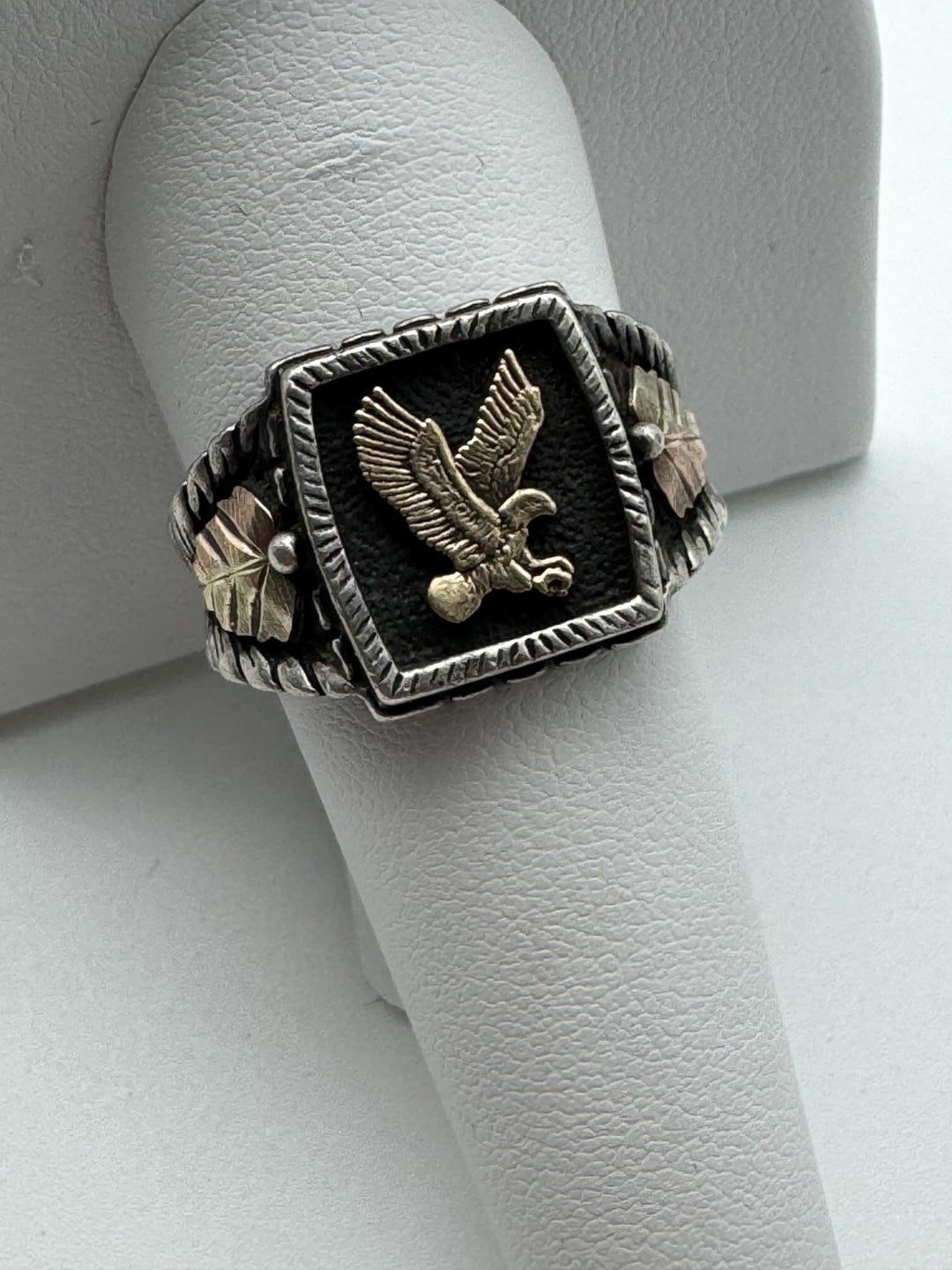 Vintage Sterling Silver and Black Hills Gold Eagle Mens Ring - Etsy