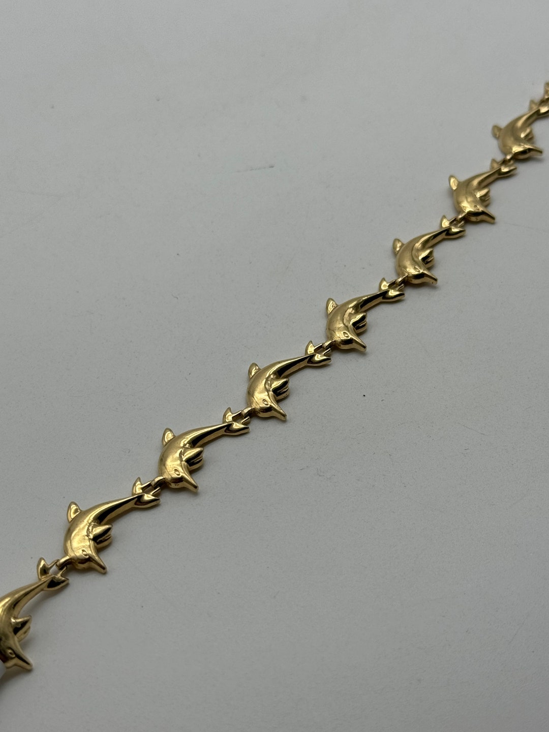 14K Yellow Gold Dolphin Bracelet - Etsy