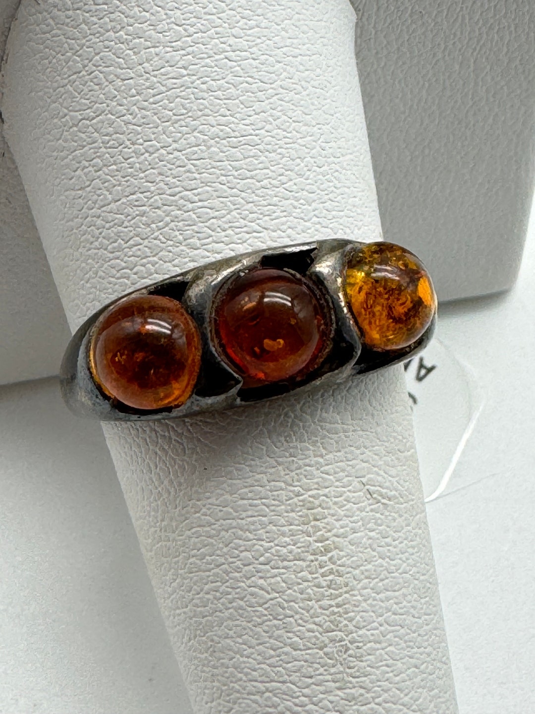 Vintage Sterling Silver and Amber Ring - Etsy