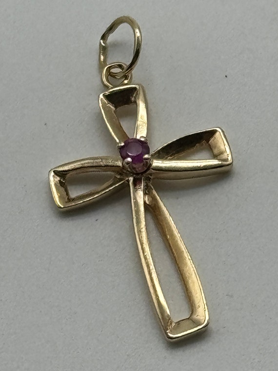 14k Ruby Cross Pendant. Ruby Diamond Crucifix Christi… - Gem