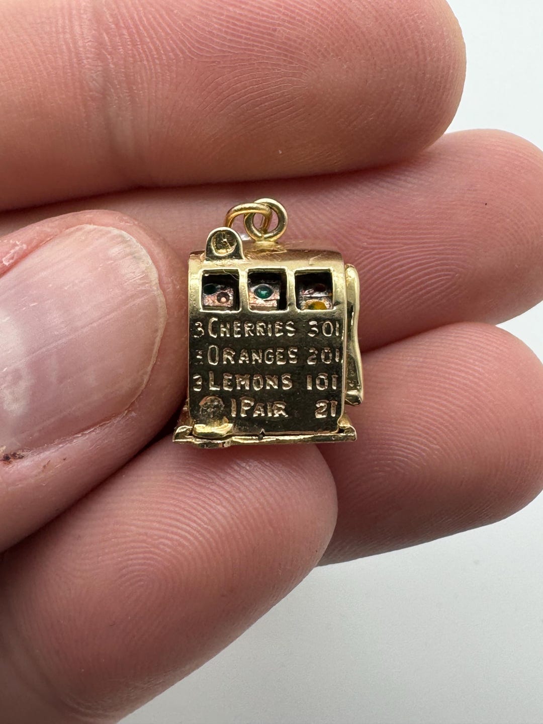 14k Solid Yellow Gold Articulated Movable Slot Machine Bracelet Charm ...