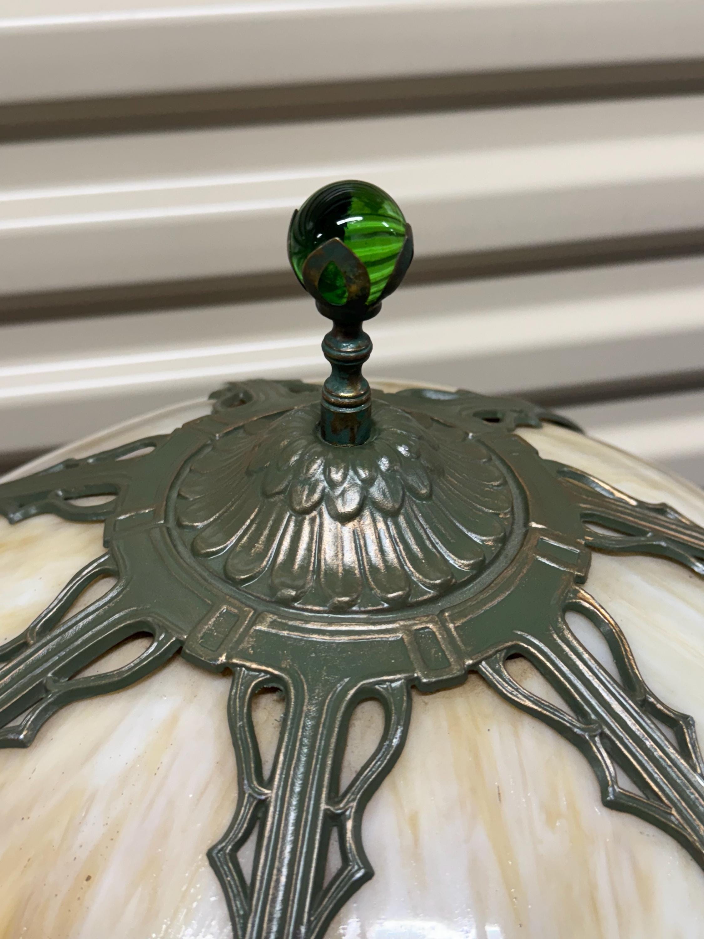 Antique Deco Carmel and Green Slag Lamp Gothic - Etsy