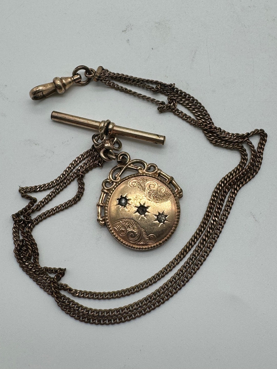 Antique Gold Filled Watch Chain and Fob - Etsy