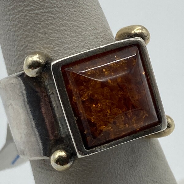 Vintage Amber Ring - Etsy