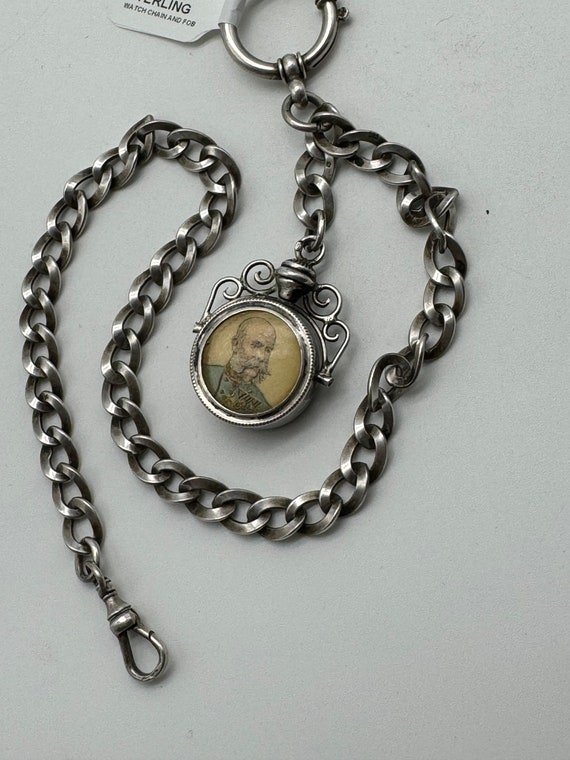 Antique Silver Watch Fob With Miniature Portrait and … - Gem
