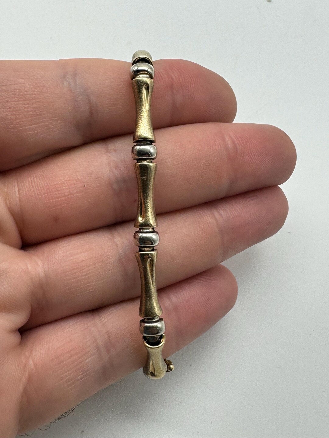 Vintage 10k Yellow and White Gold Bone Ball and Jointed Bracelet - Etsy