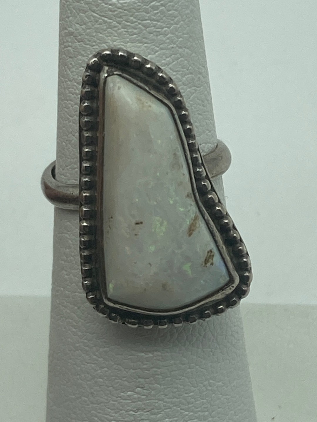 Vintage Sterling Silver Opal Ring - Etsy