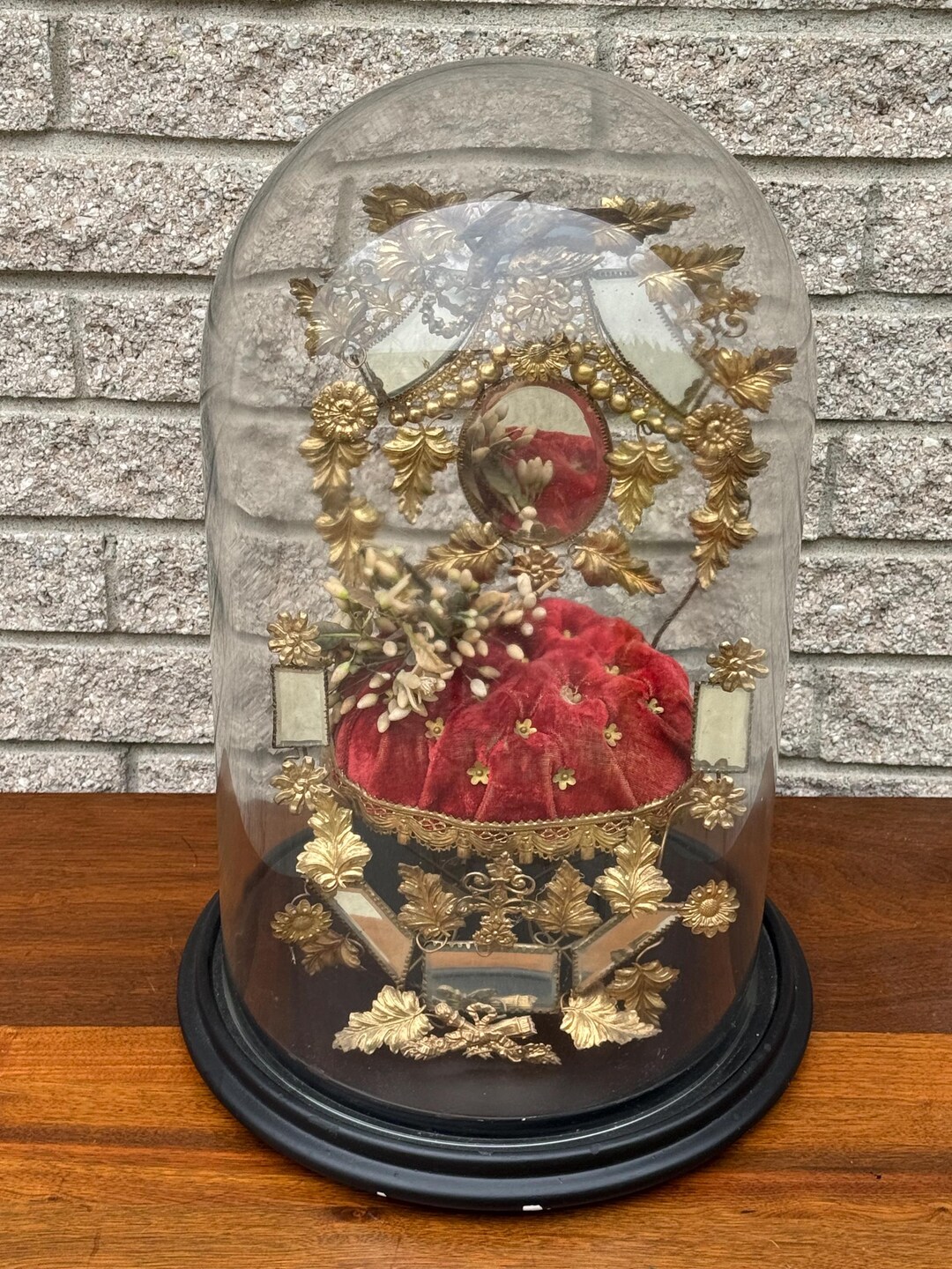 Antique Victorian French Weddng Dome Velvet and Mirrors Accents - Etsy