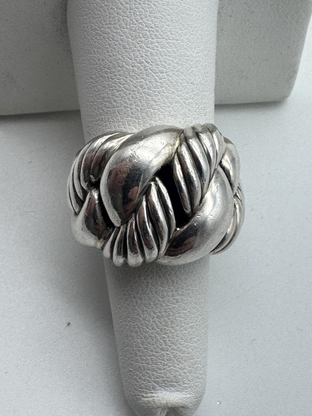 David Yurman .925 Sterling Silver Thick Woven Braid Knot Cable Ring SZ ...