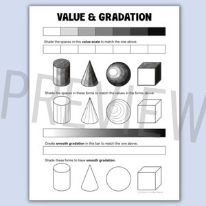 Shading Worksheets and Handouts to Explore Value and Gradation in Art ...