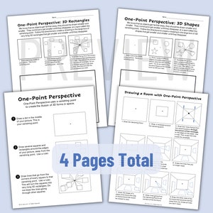 One Point Perspective Drawing Tutorial Printable Worksheets - Etsy