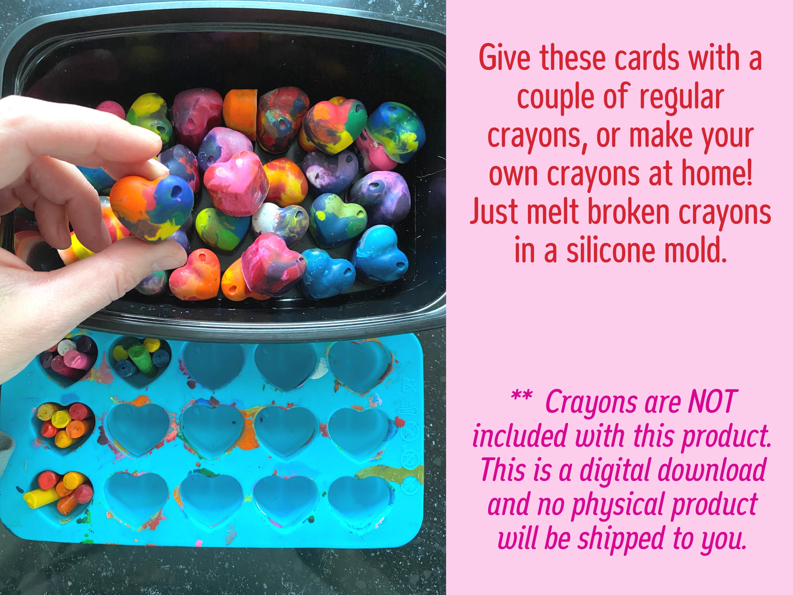 Crayon Valentine Printable Gift Tag - Valentine Cards for Heart Crayons ...