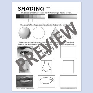 Shading Practice Handout for Portraits - Gradation Exercises With Value ...