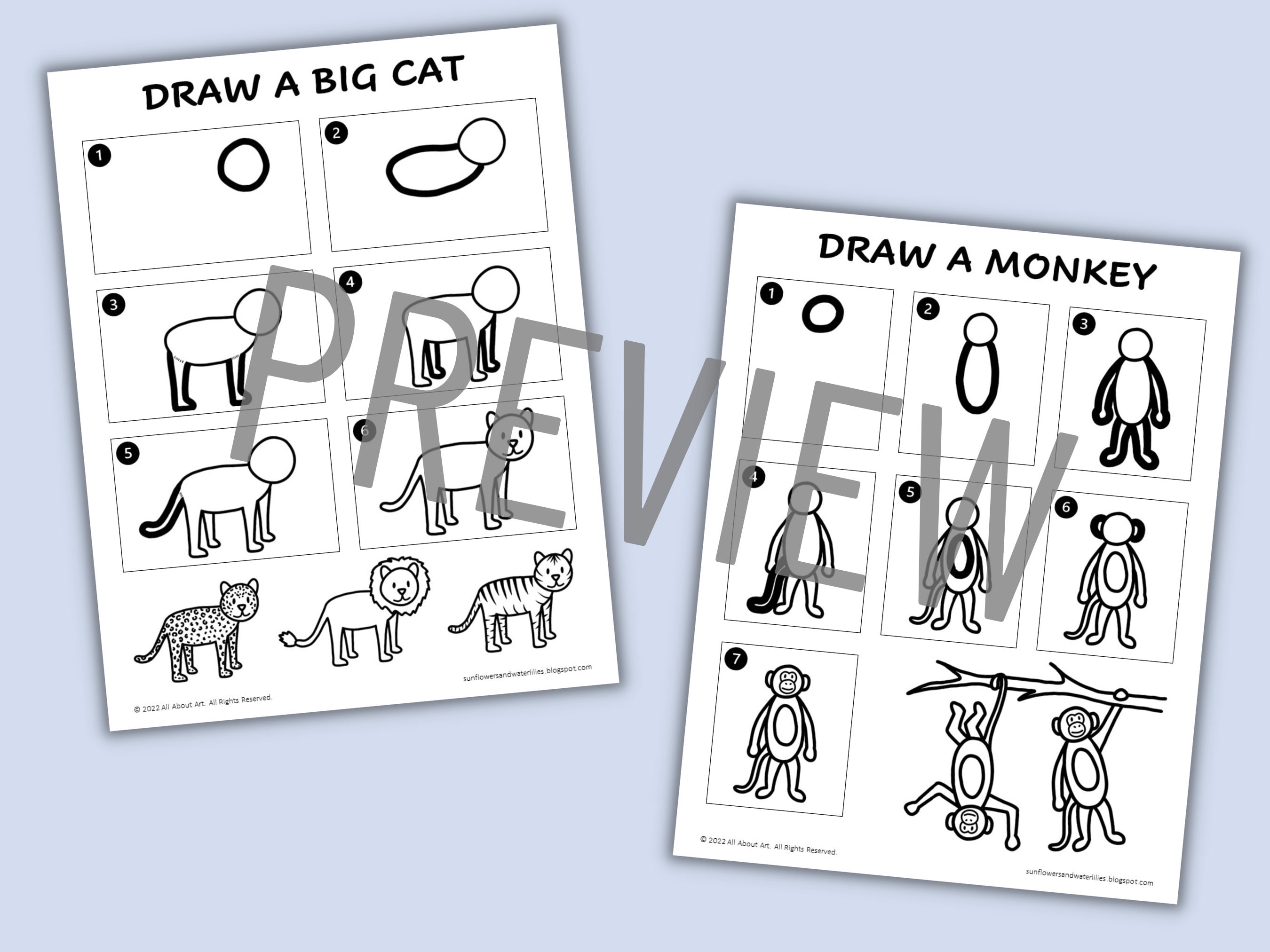 How to Draw Jungle Animals - Easy Directed Drawing Tutorials for Kids ...