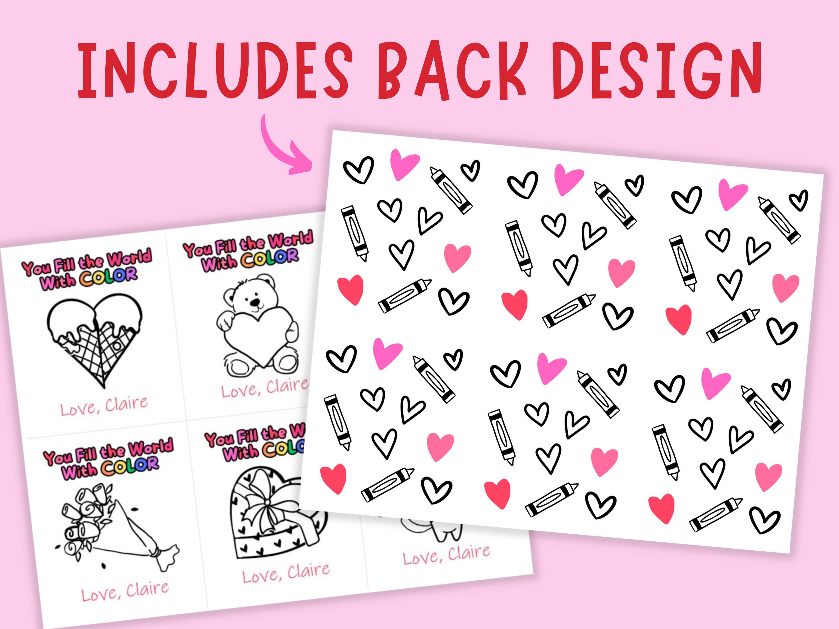 Crayon Valentine Printable Gift Tag Valentine Cards for Heart Crayons ...