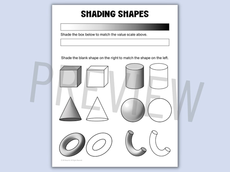 Shading Worksheets and Handouts to Explore Value and Gradation in Art ...