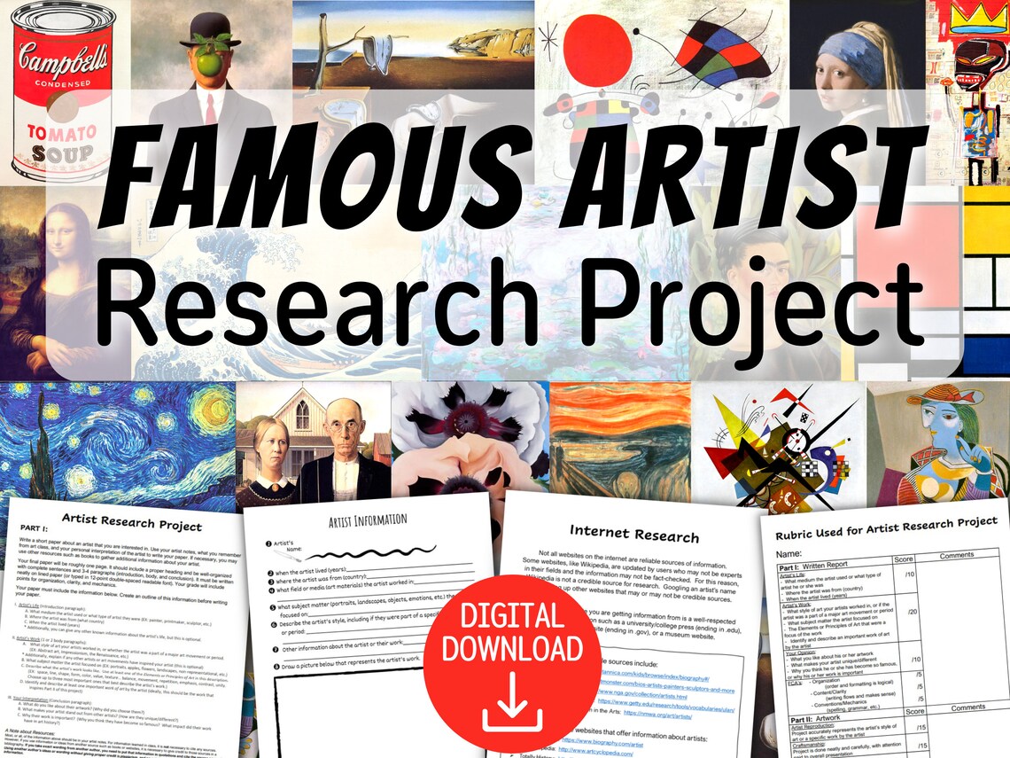 Famous Artist Research Project - Research Paper and Artwork Assignment ...