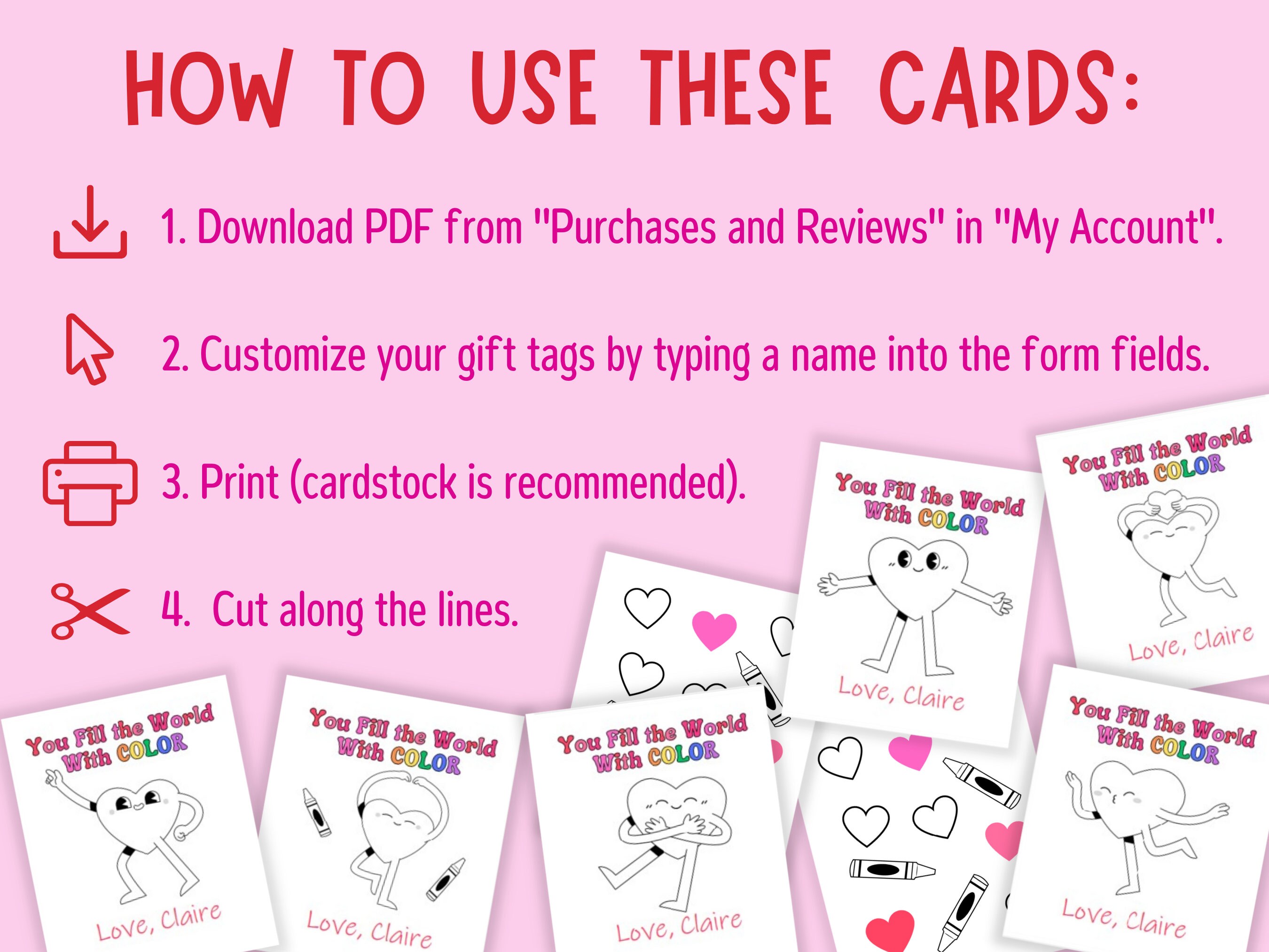 Crayon Valentine Printable Gift Tag - Retro Valentine Cards for Heart ...