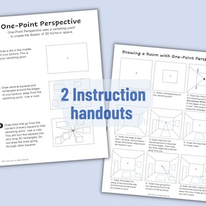 One Point Perspective Drawing Tutorial Printable Worksheets - Etsy