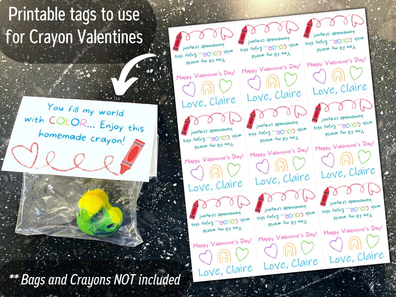 Crayon Valentine Gift Tag - Printable Valentine's Card for Homemade ...