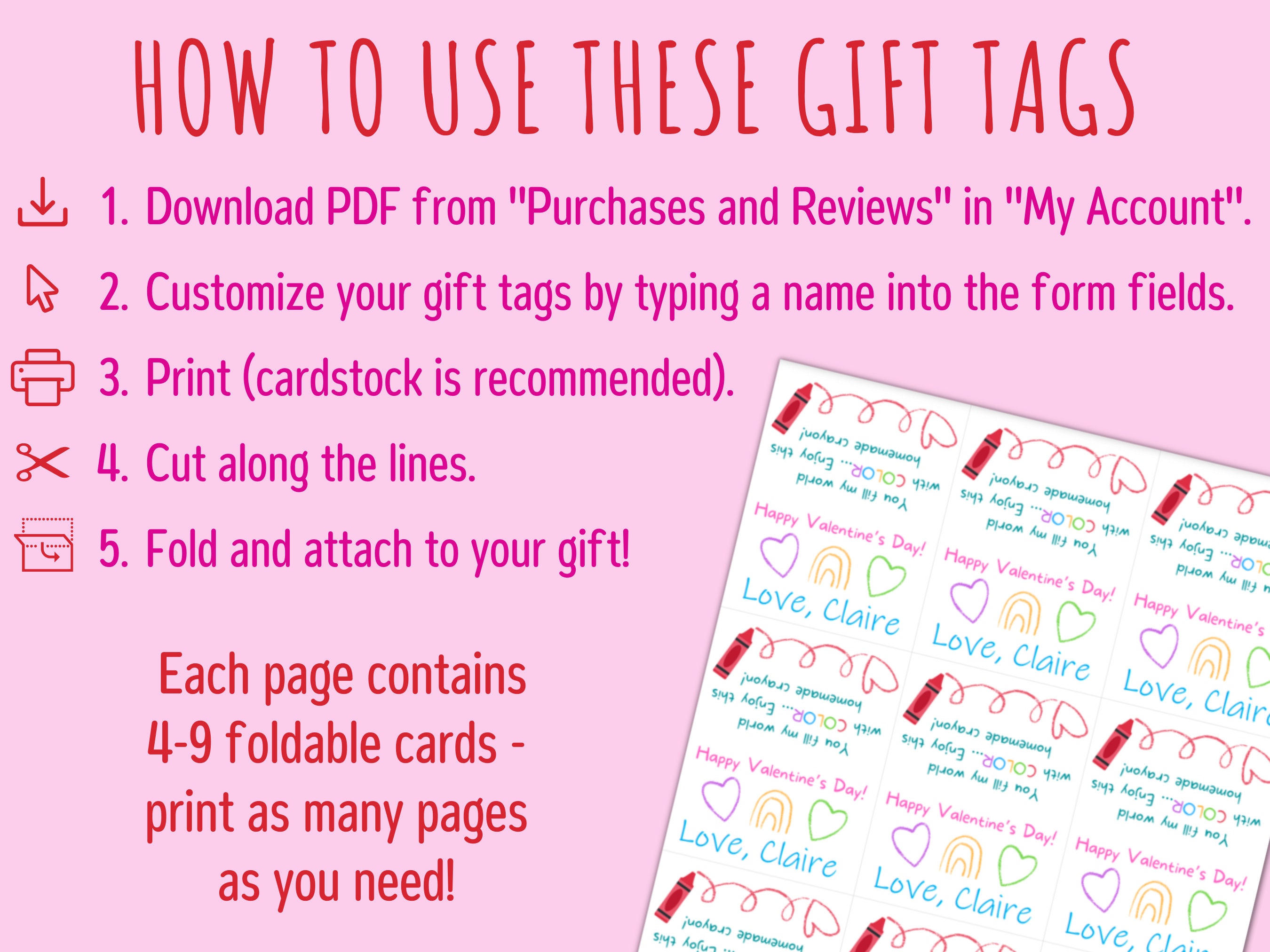 Crayon Valentine Gift Tag - Printable Valentine's Card for Homemade ...