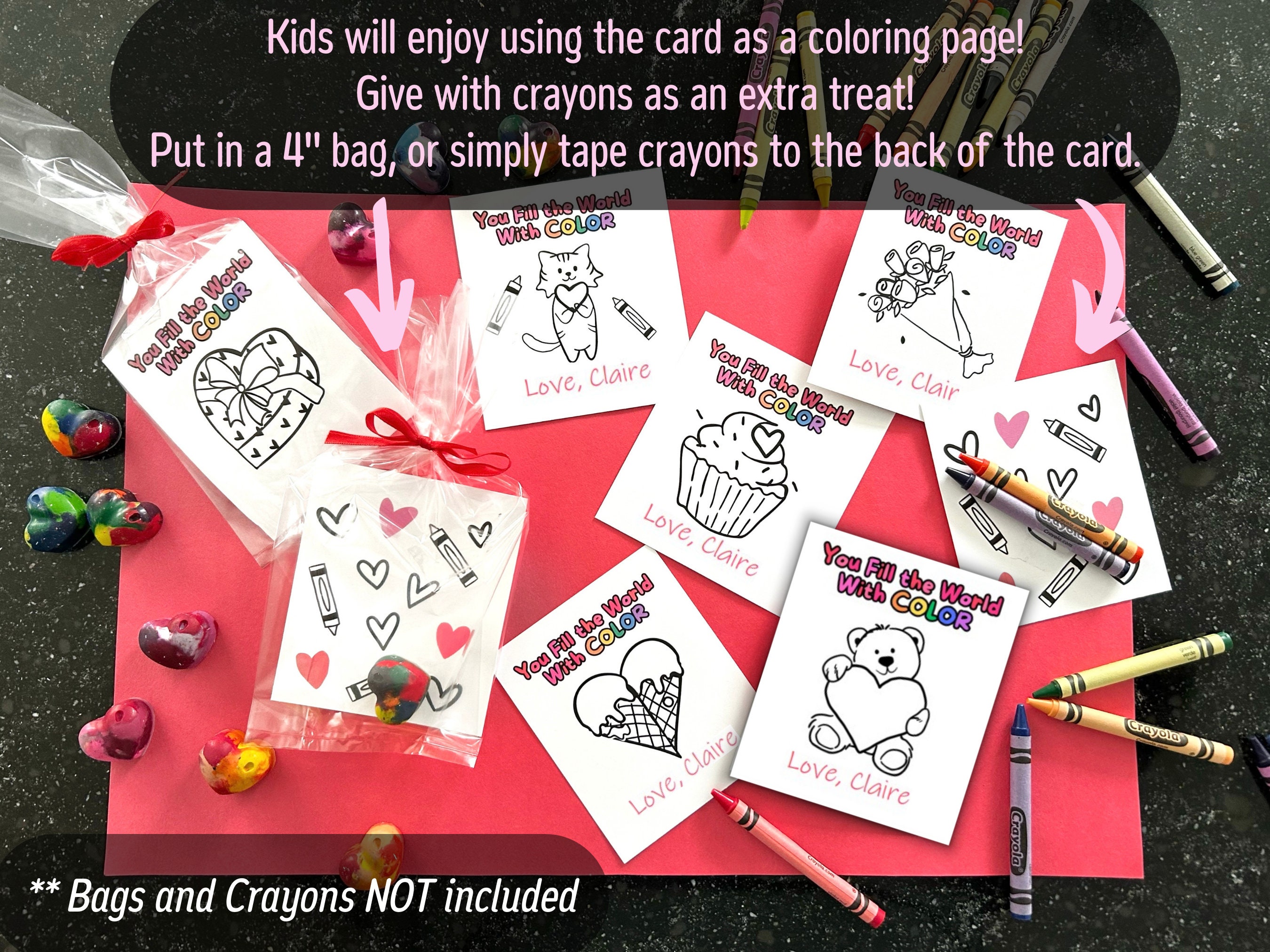 Crayon Valentine Printable Gift Tag Valentine Cards for Heart Crayons ...