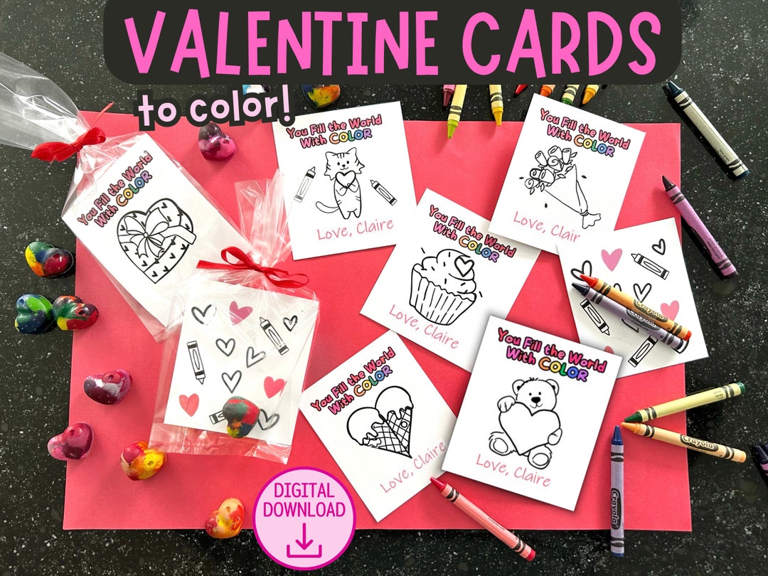 Crayon Valentine Printable Gift Tag - Valentine Cards for Heart Crayons ...