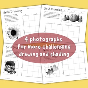 Autumn Grid Drawing Worksheets - Digital Download Fall Thanksgiving Art ...
