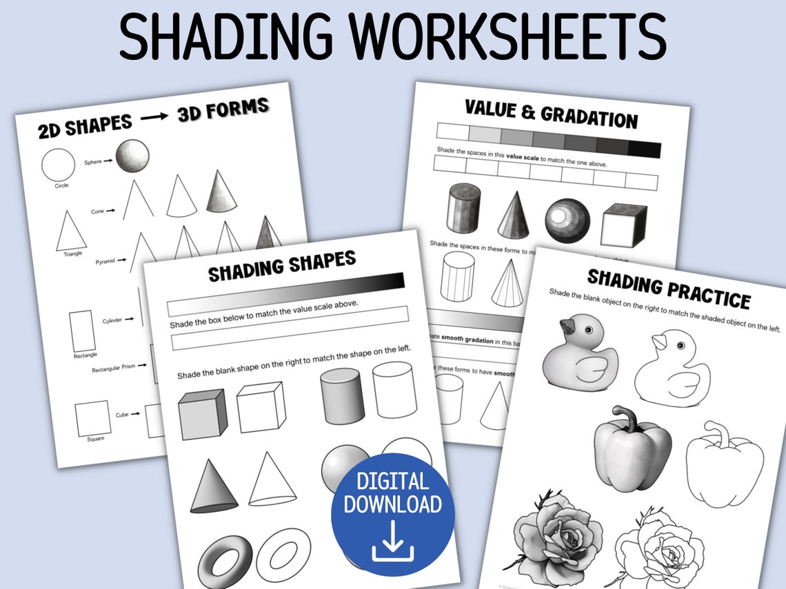 Shading Worksheets and Handouts to Explore Value and Gradation in Art ...