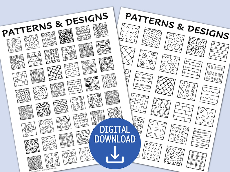 Patterns and Art Designs for Doodling or Zentangle Drawing - Etsy