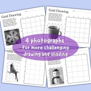 Winter Grid Drawing Worksheets - Grid Method Art Activities for Tweens ...