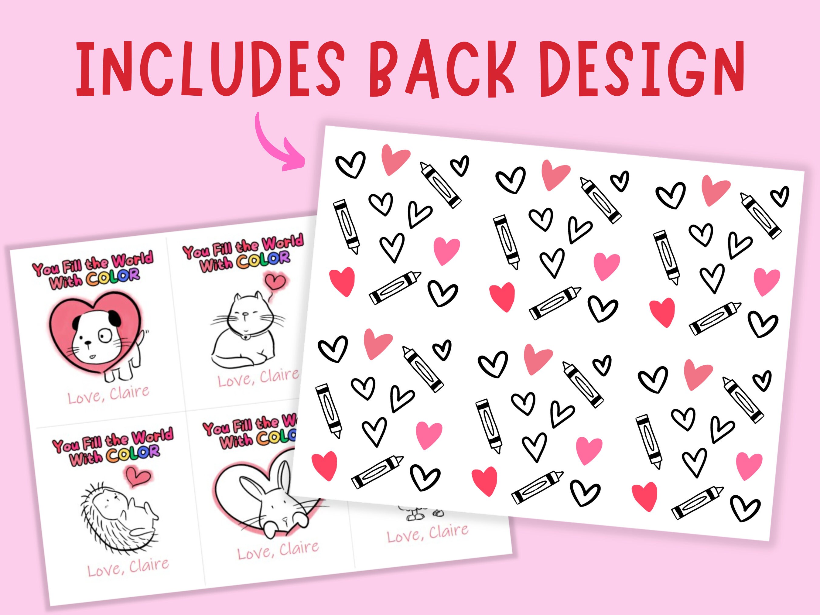 Crayon Valentine Printable Gift Tag Valentine Cards for Heart Crayons ...