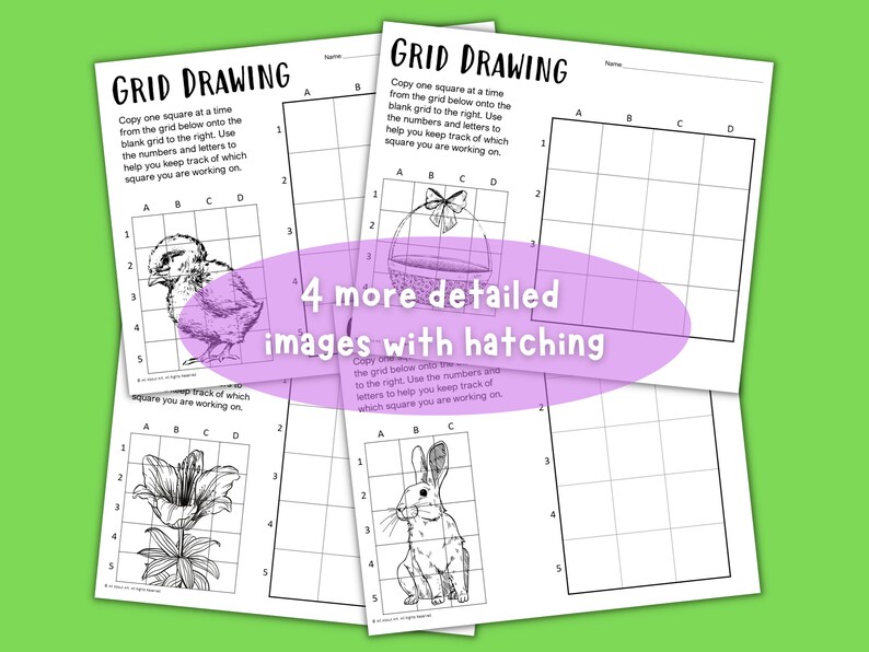 Easter Grid Drawing Worksheets Bunnies, Chicks, Eggs Grid Method Art ...
