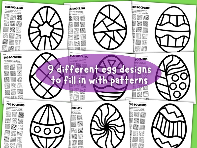 Egg Doodle Zentangle Drawing - Patterns and Art Designs Worksheets - Etsy
