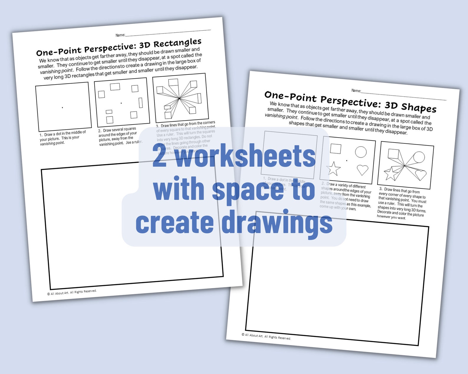 One Point Perspective Drawing Tutorial Printable Worksheets - Etsy