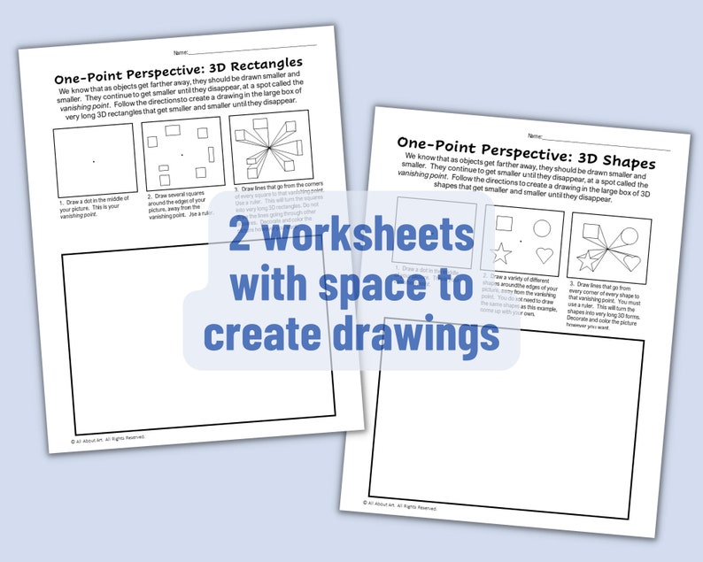 One Point Perspective Drawing Tutorial Printable Worksheets - Etsy